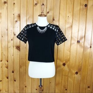 Endless Rose | Tops | Endless Rose Mesh And Leather Sleeved Top | Poshmark